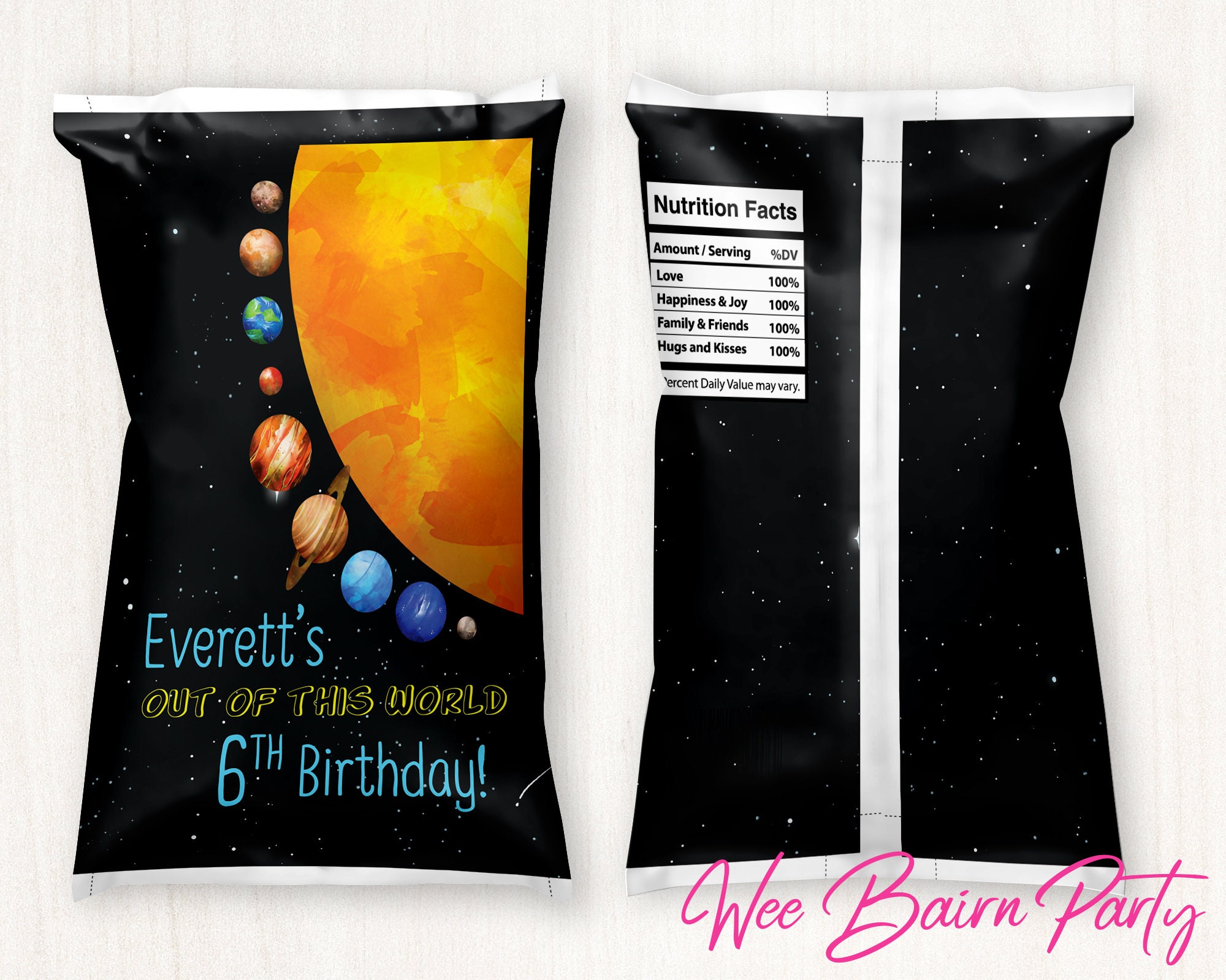 Space Birthday Custom Chip Bags Babys 1st Birthday Space Chip | Etsy