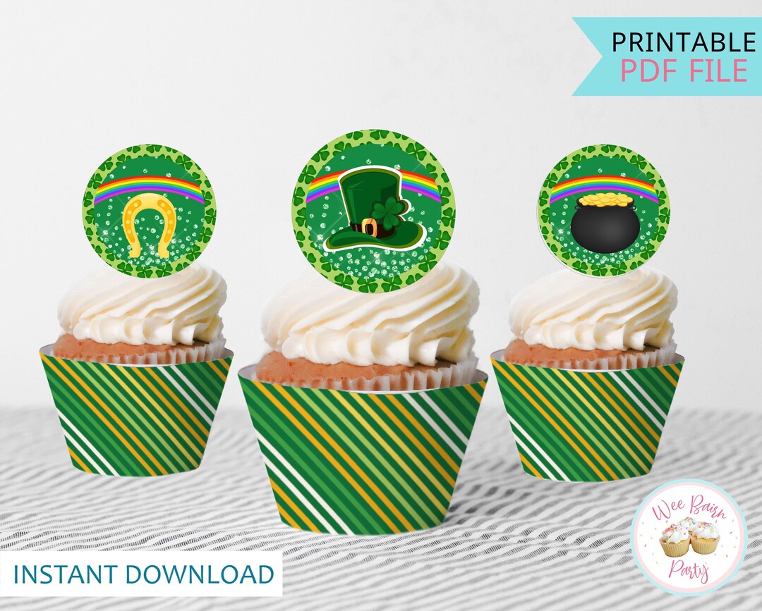 St Patricks Day Cupcake Toppers & Liners: Printable Party Decorations ...