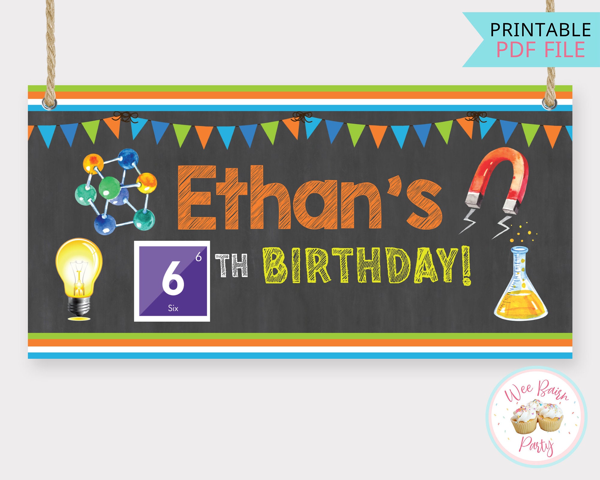 Science Party Backdrop Chemistry Birthday Banner Printable - Etsy