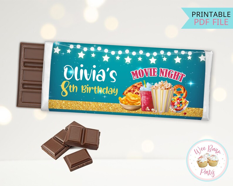 Movie Themed Party Candy Bar Wrappers, Movie Ticket Hollywood Party ...