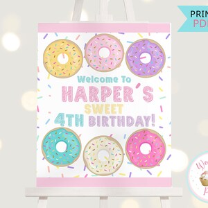 Donut Party Welcome Poster Sign, Doughnut Party Birthday Printable ...