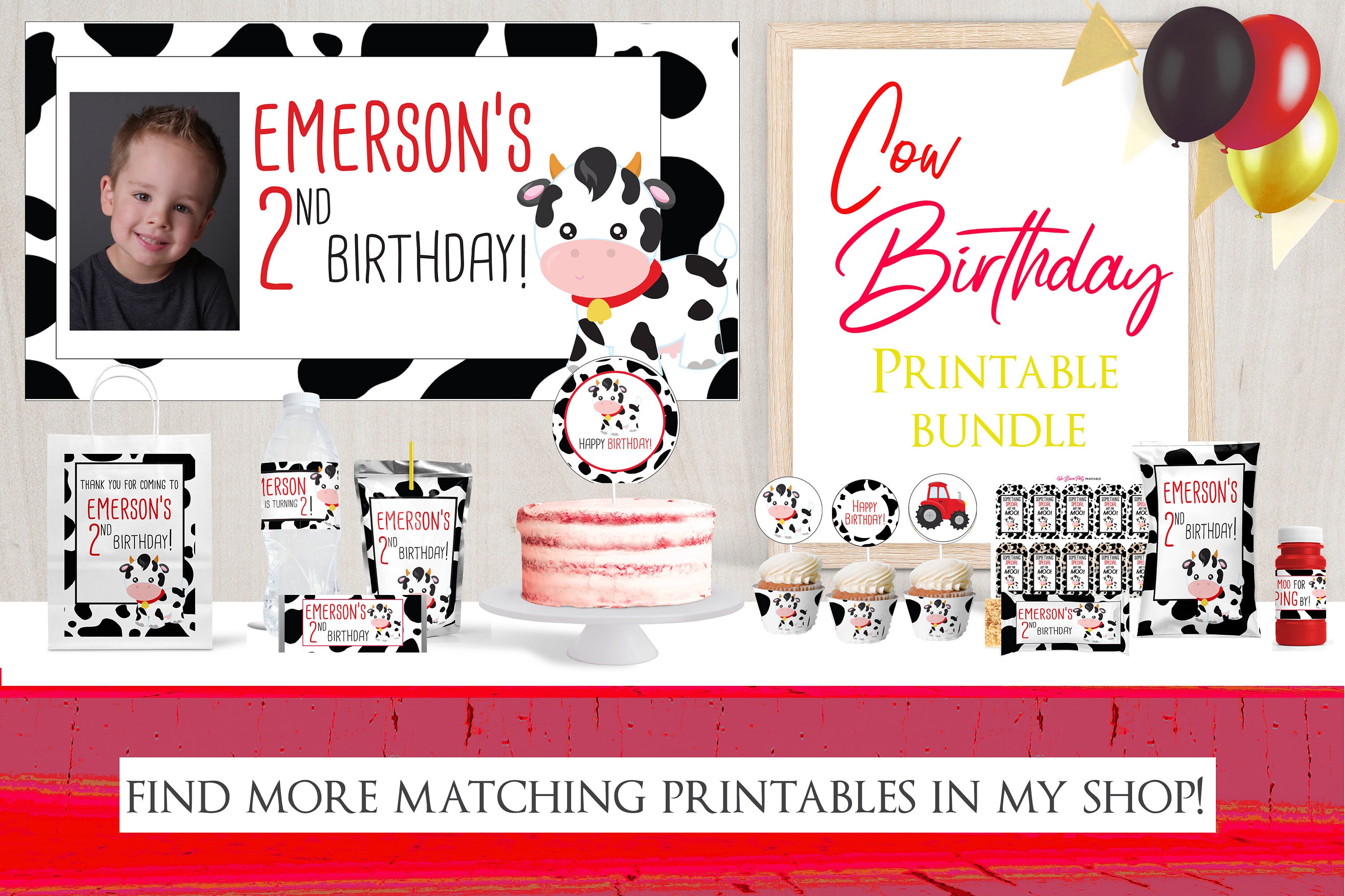 Cow Birthday Favor Tags Barnyard Birthday Farm Party Favors | Etsy