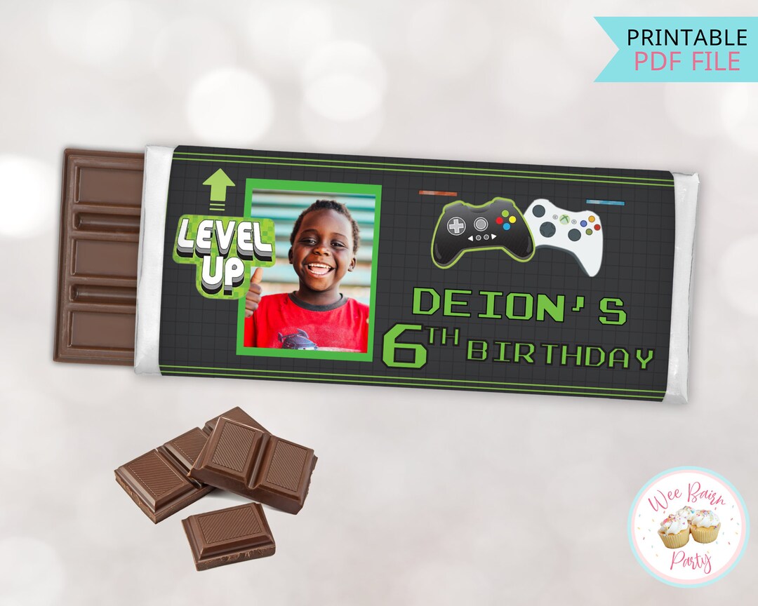 Video Games Birthday Candy Bar Wrappers, Gamer Birthday Party Chocolate ...