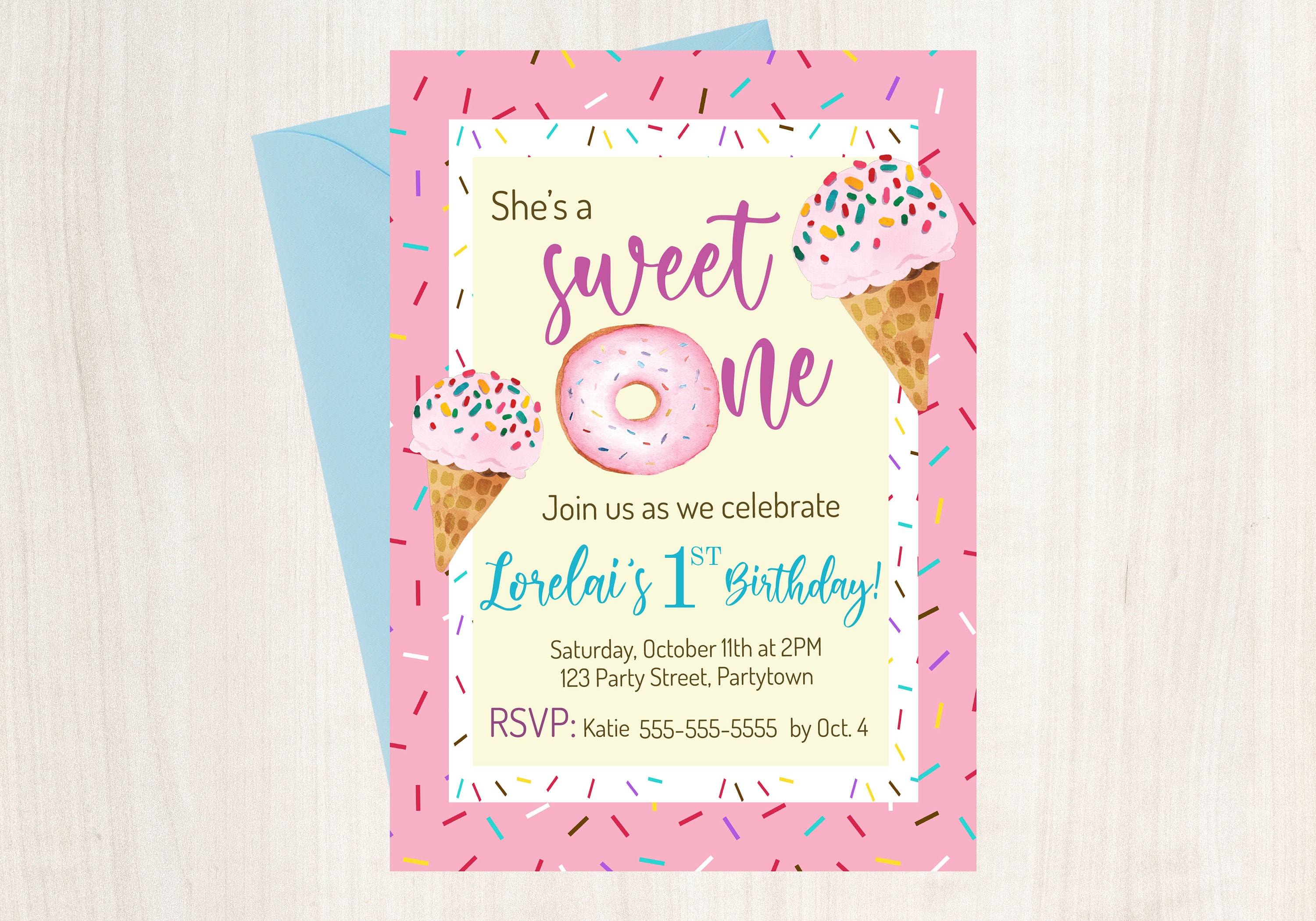 Sweet One Birthday Invitation Printable First Birthday | Etsy