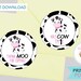 Cow Birthday Party Printable Thank You Stickers Cow Print - Etsy