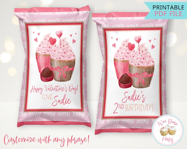 Valentines Party Custom Chip Bags Classroom Valentines Day - Etsy