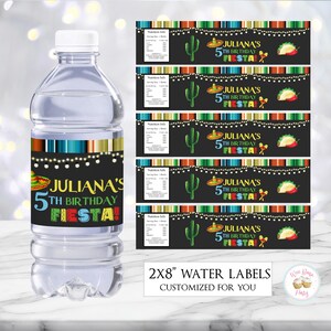 Fiesta Theme Water Bottle Labels, Taco 1st Birthday Mexican Theme Party ...