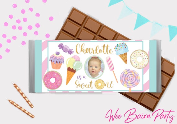 Pink 1st Birthday Candy Bar Wrapper SO1 Printable Candy Bar Wrapper ...