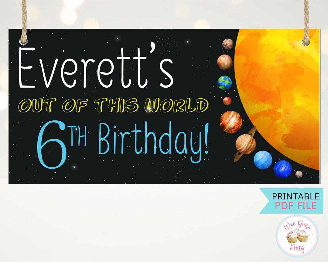 Space Birthday Party Backdrop, Space Theme Party Birthday Banner ...