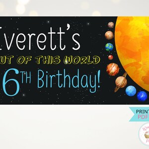 Space Birthday Party Backdrop, Space Theme Party Birthday Banner ...