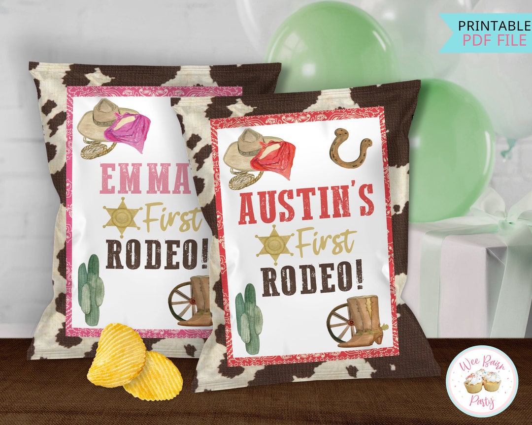My First Rodeo Birthday Custom Chip Bags, Cowboy Rodeo Theme Party ...