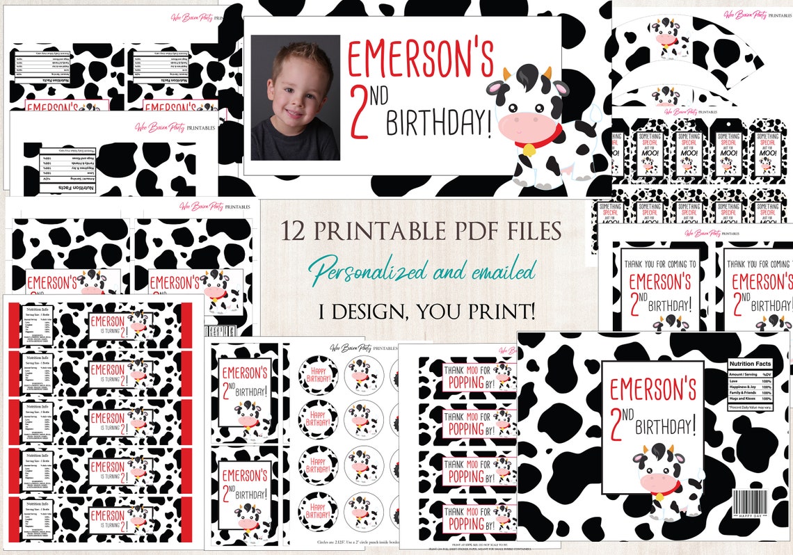 Cow Print Farm Birthday Decoration Bundle Barnyard Farm - Etsy