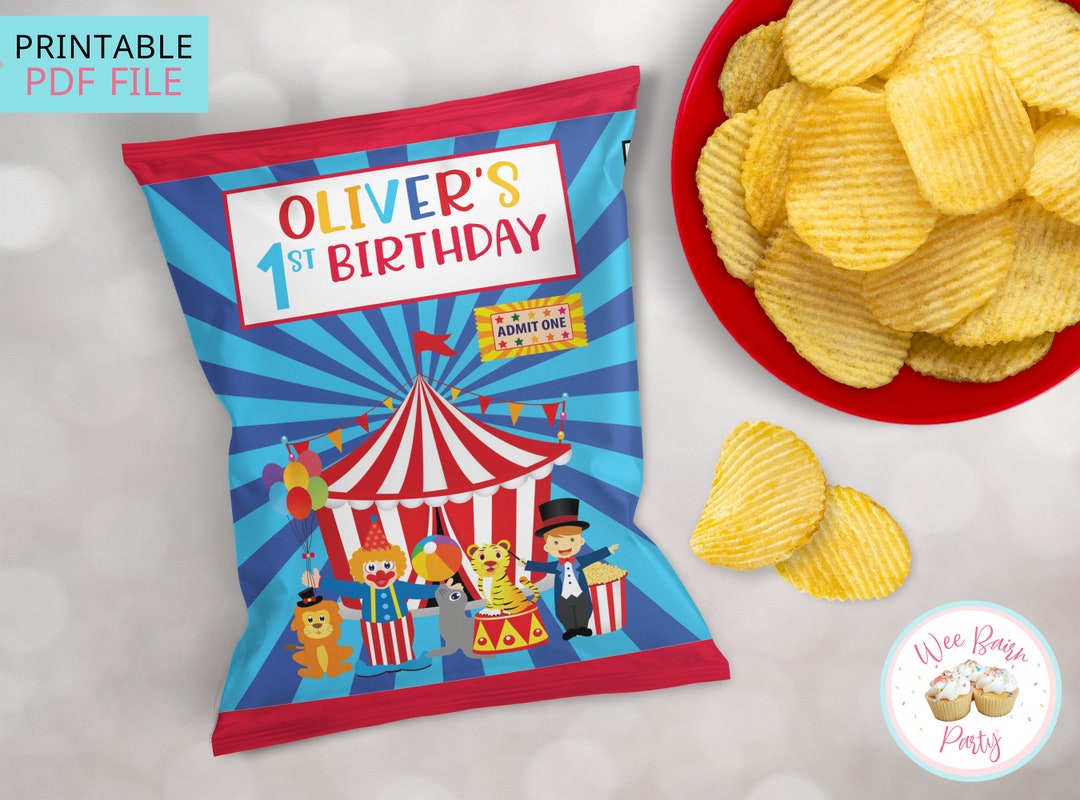 Circus Birthday Custom Chip Bags Circus 1st Birthday Party - Etsy