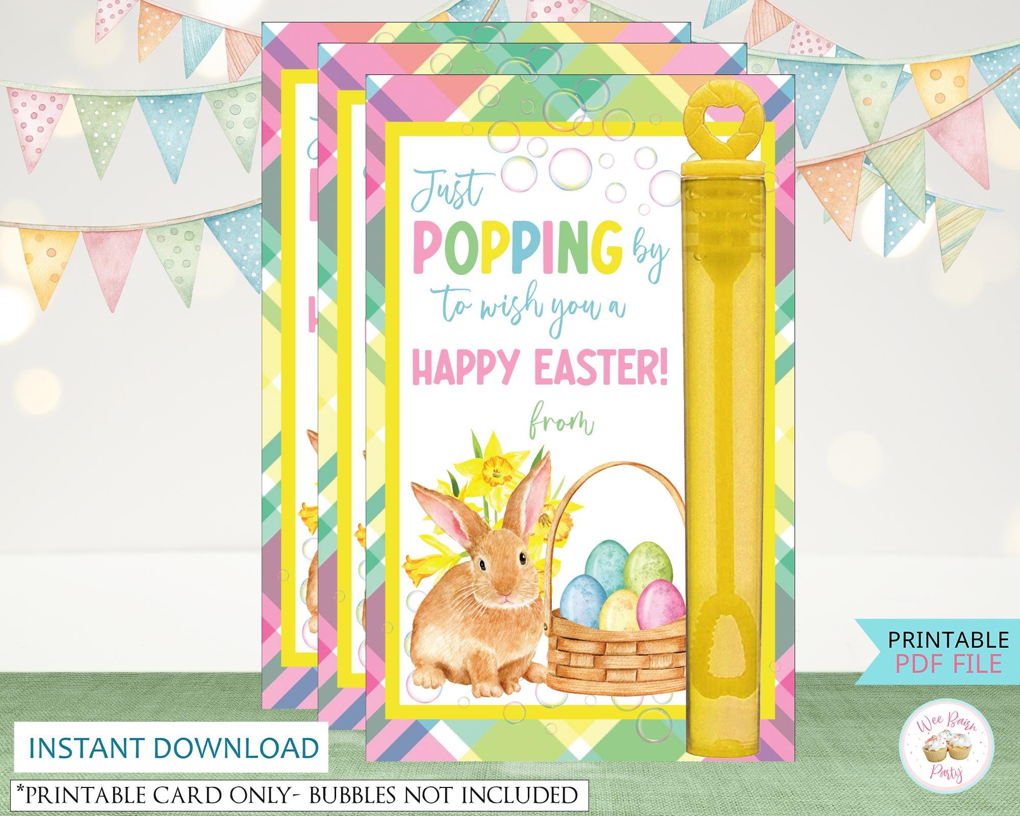 Easter Bubble Favors Printable Gift Tags, Easter Party Favors Mini ...