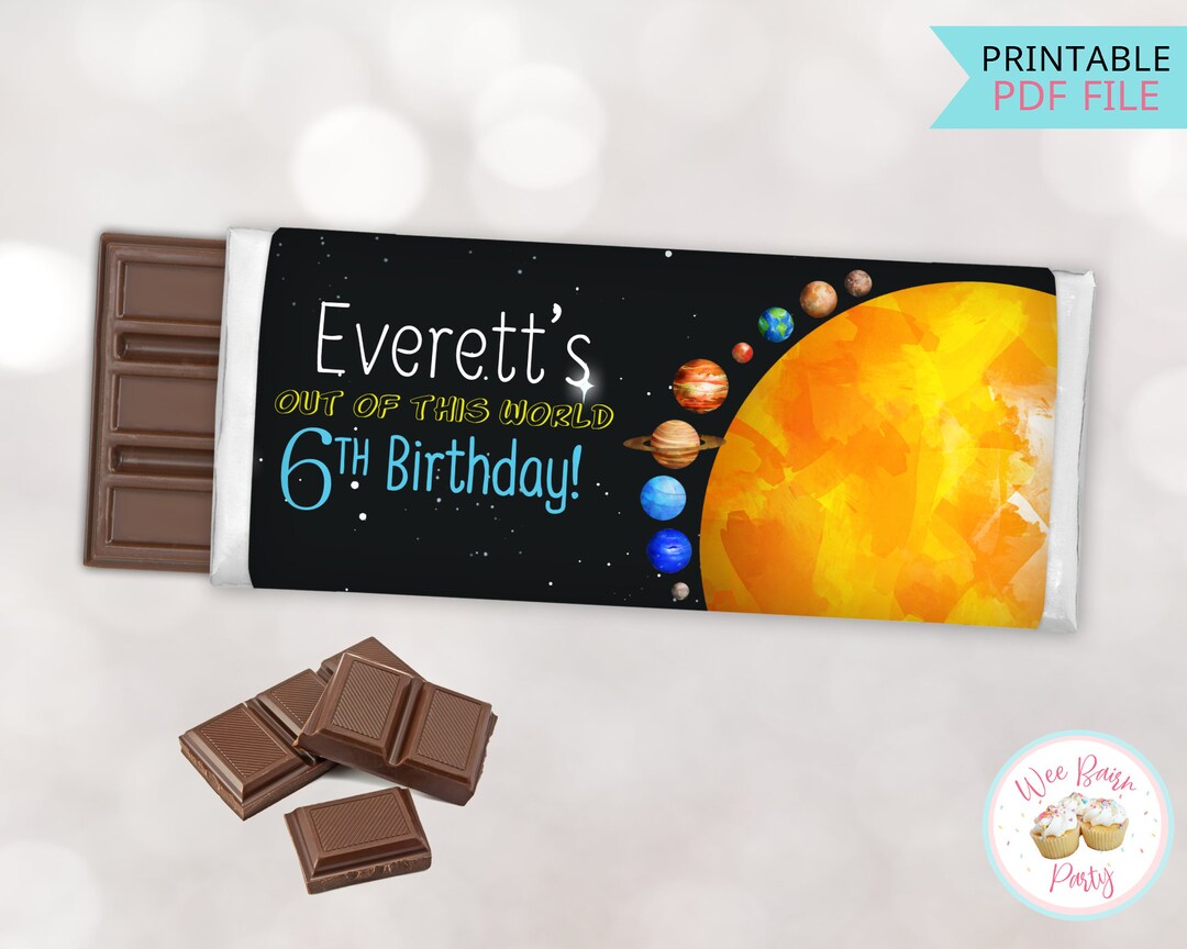 Space Birthday Party Candy Bar Wrappers Solar System Planets - Etsy