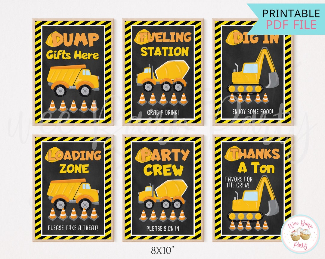 Construction Birthday Signs, Construction Birthday Party Decorations ...