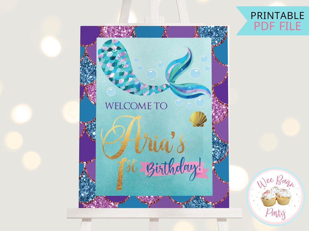 Mermaid Welcome Sign Mermaid Birthday Sign Mermaid Party Decor Table ...