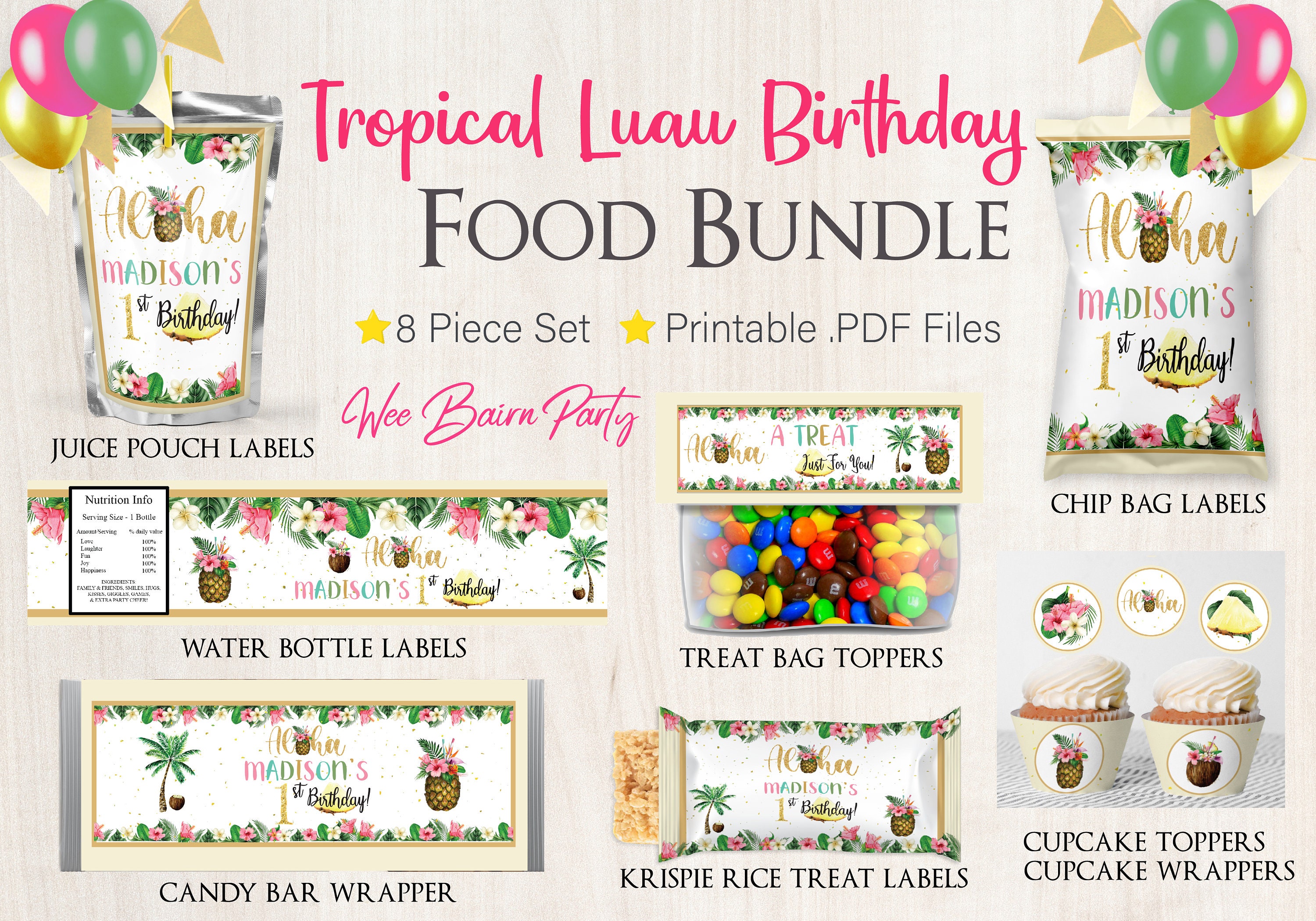 Hawaiian Luau Tropical Party Favors Bundle Aloha Birthday | Etsy