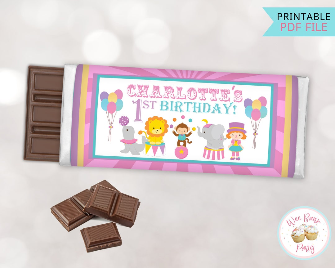 Pink Circus Party Candy Bar Wrappers Circus Themed Party - Etsy