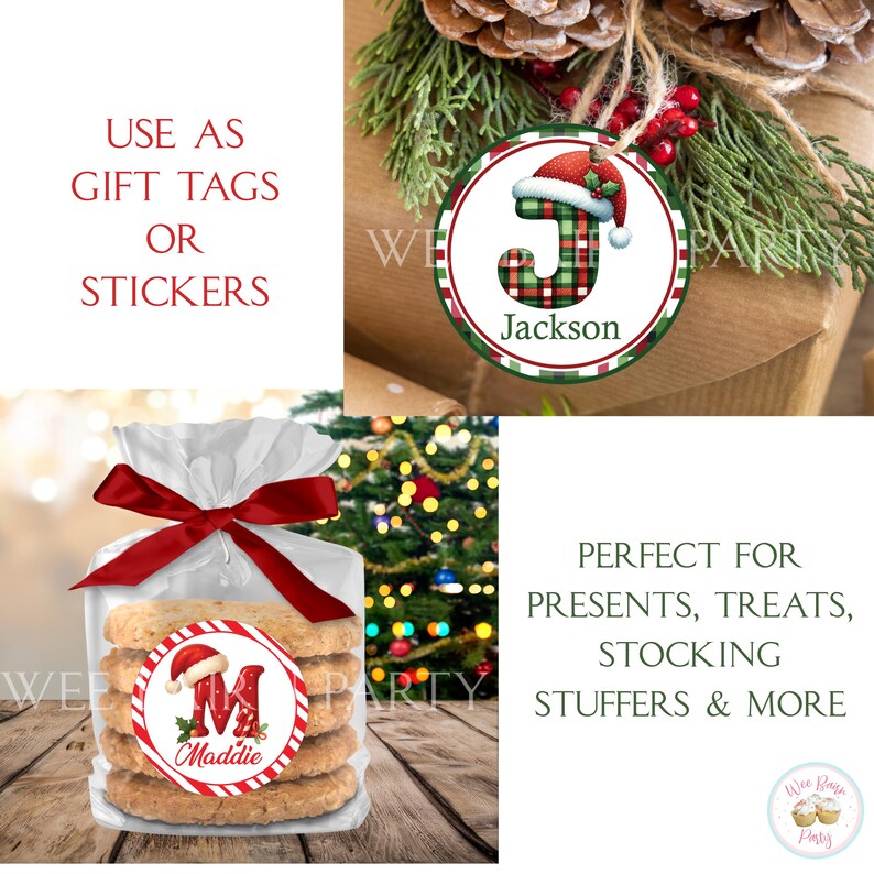 Printable Christmas Gift Tags for Kids, Personalized Name & Initial ...