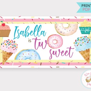 Two Sweet Birthday Party Backdrop 2 Year Old Birthday Banner - Etsy
