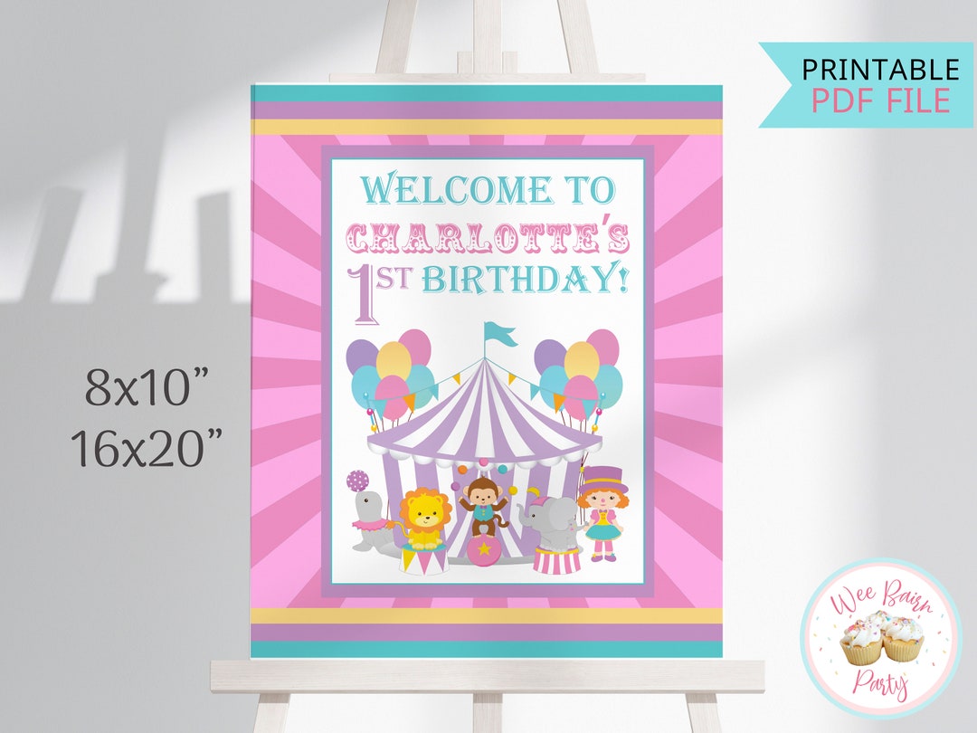 Pink Circus Party Welcome Sign Circus Themed Party Custom - Etsy