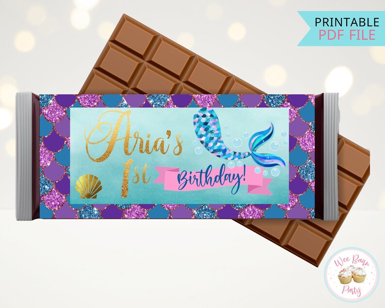 Mermaid Birthday Party Candy Bar Wrappers Mermaid Tail - Etsy