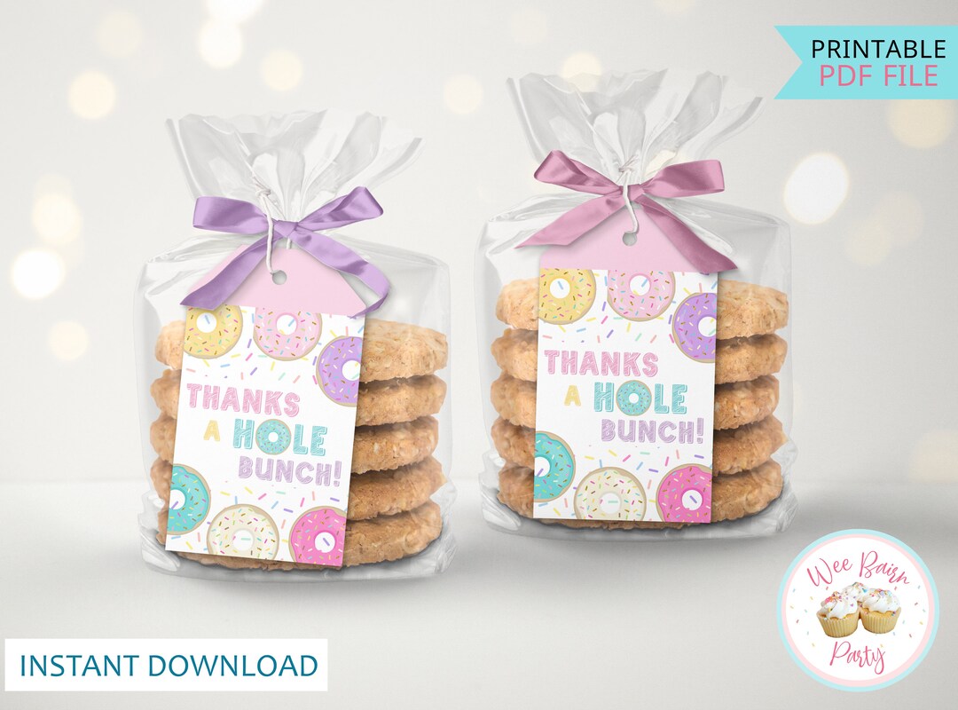 Donut Party Favor Tags, Donut Party Favors Hang Tags, Birthday ...