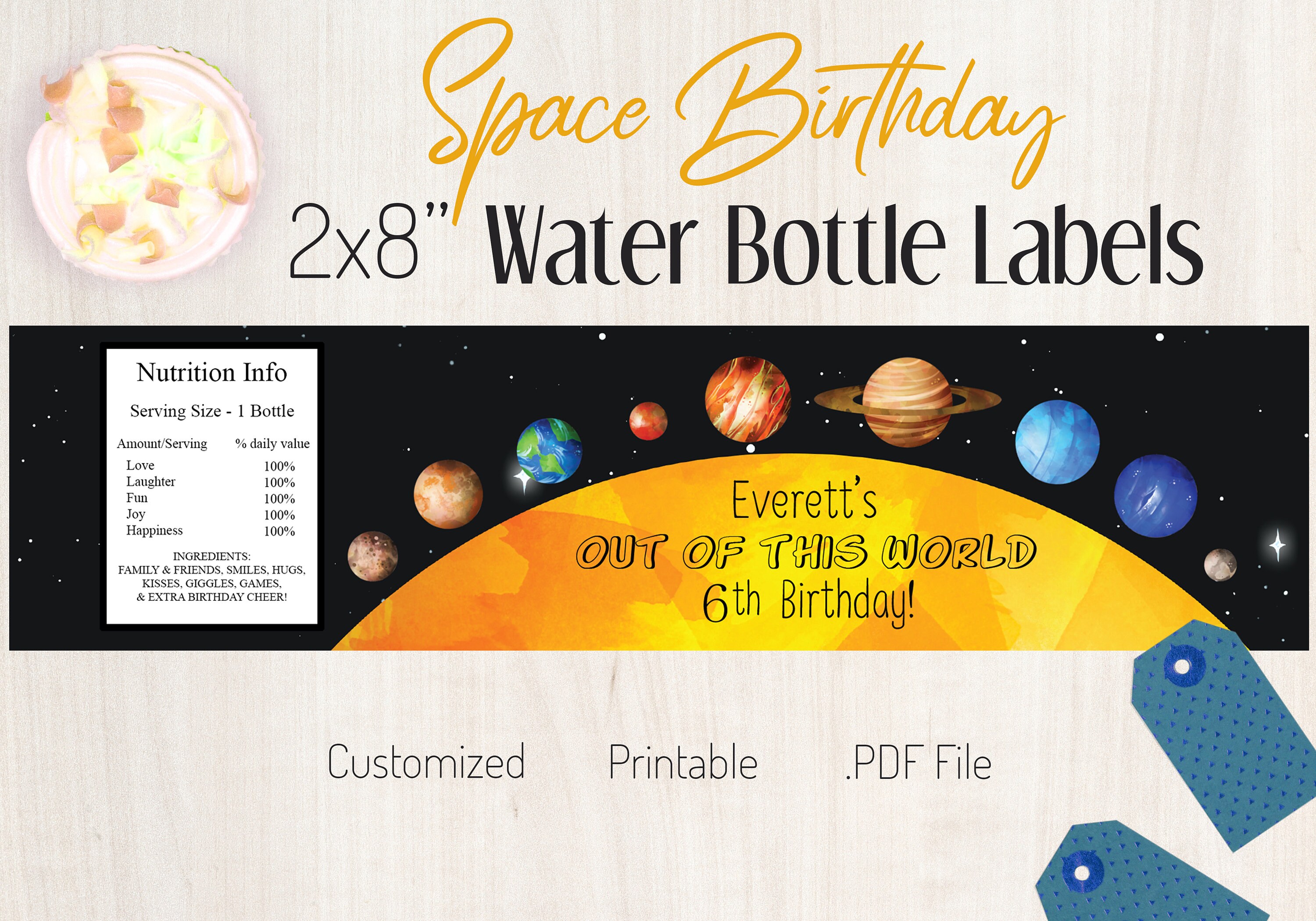 Planets Space Themed Birthday Party Water Bottle Labels | Etsy