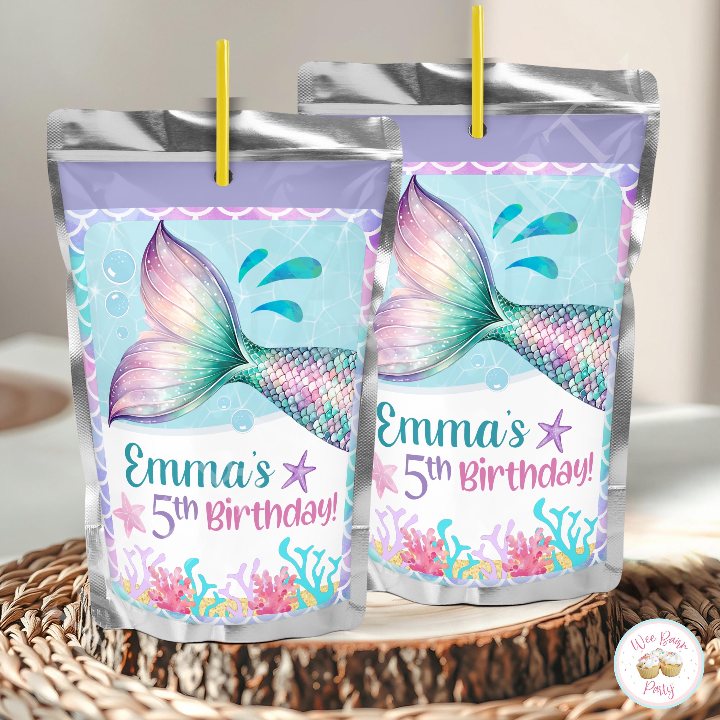 Mermaid Tail Juice Drink Pouch Labels, Mermaid Birthday Party Juice ...
