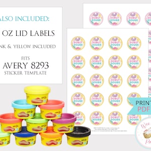 Play Dough Donut Party Favors Stickers, 1st 2nd Donut Birthday Party ...