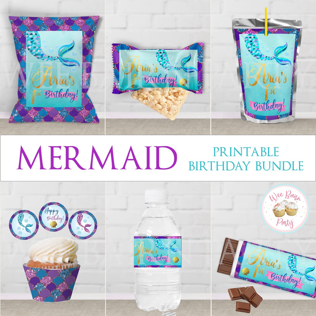Mermaid Birthday Printable Custom Party Favors, Mermaid Party ...