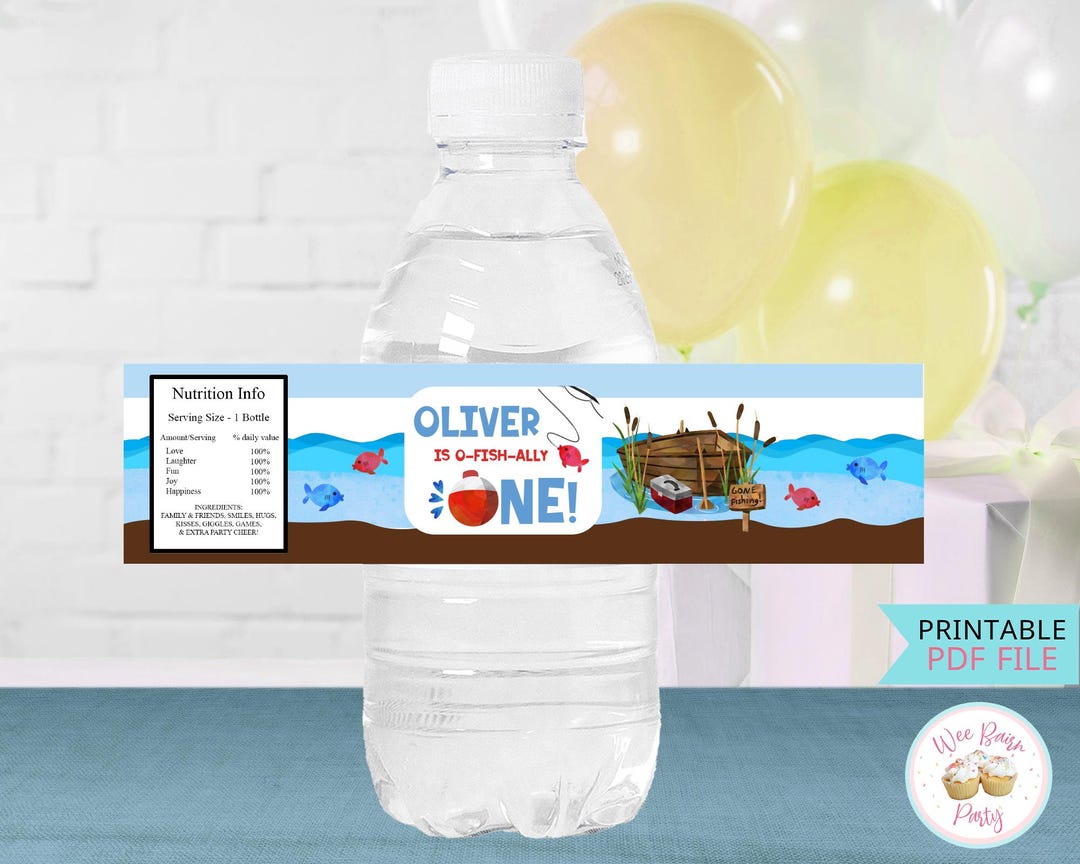 Ofishally One Birthday Water Bottle Labels, O Fishally One Party Favors ...