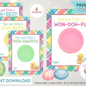 Easter Playdough Gift Tag Card, Printable Sensory Play Dough Easter ...
