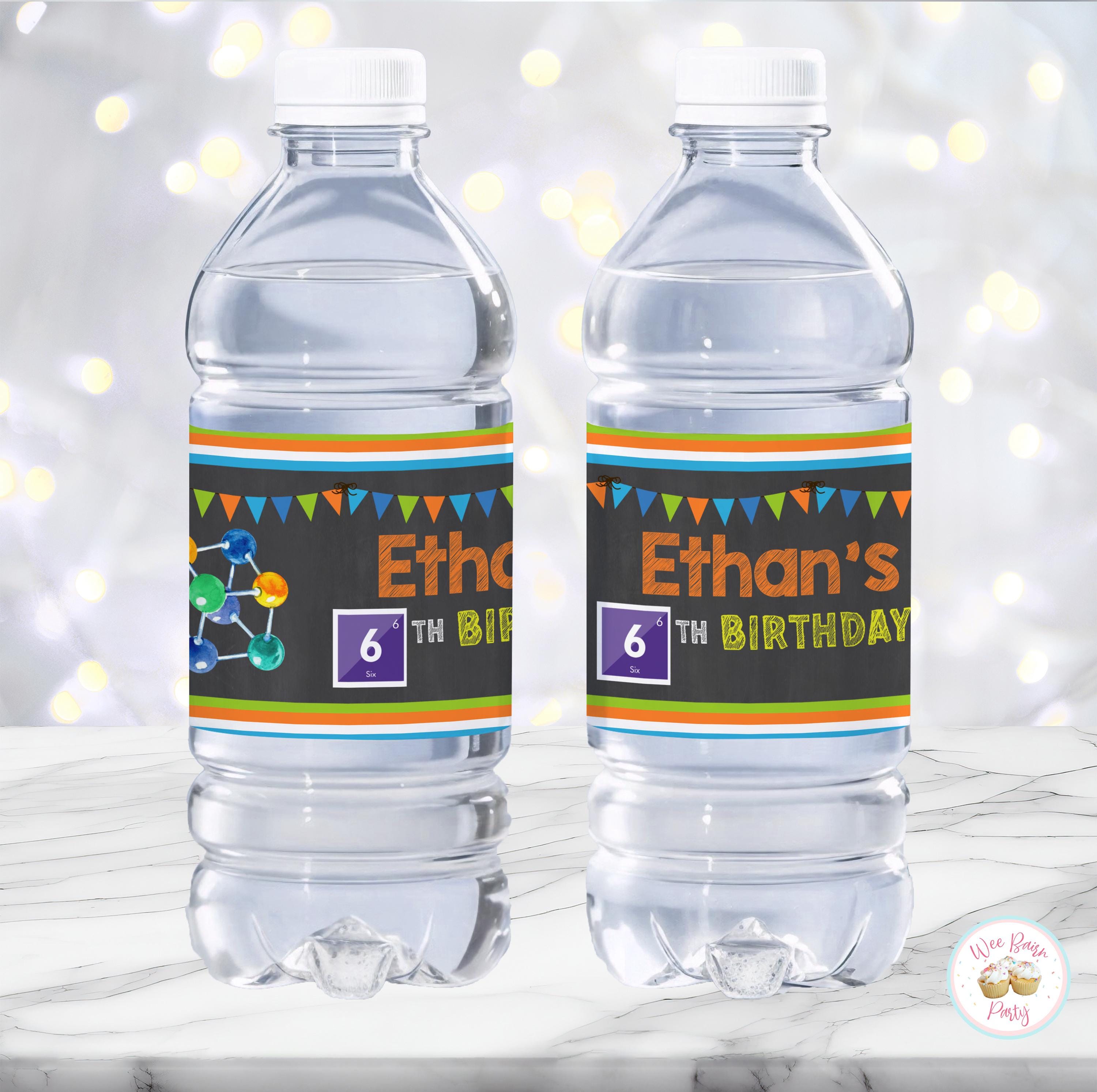 Science Party Water Bottle Labels, Chemistry Birthday Custom Water ...