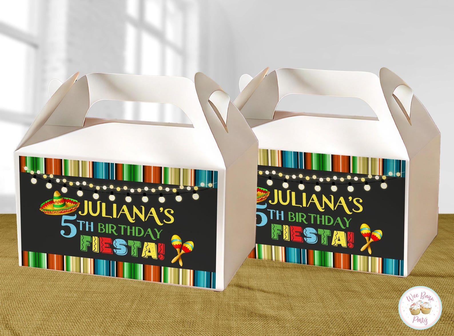 Fiesta Birthday Gable Box Stickers, Mexican Party Favors Printable Gift ...