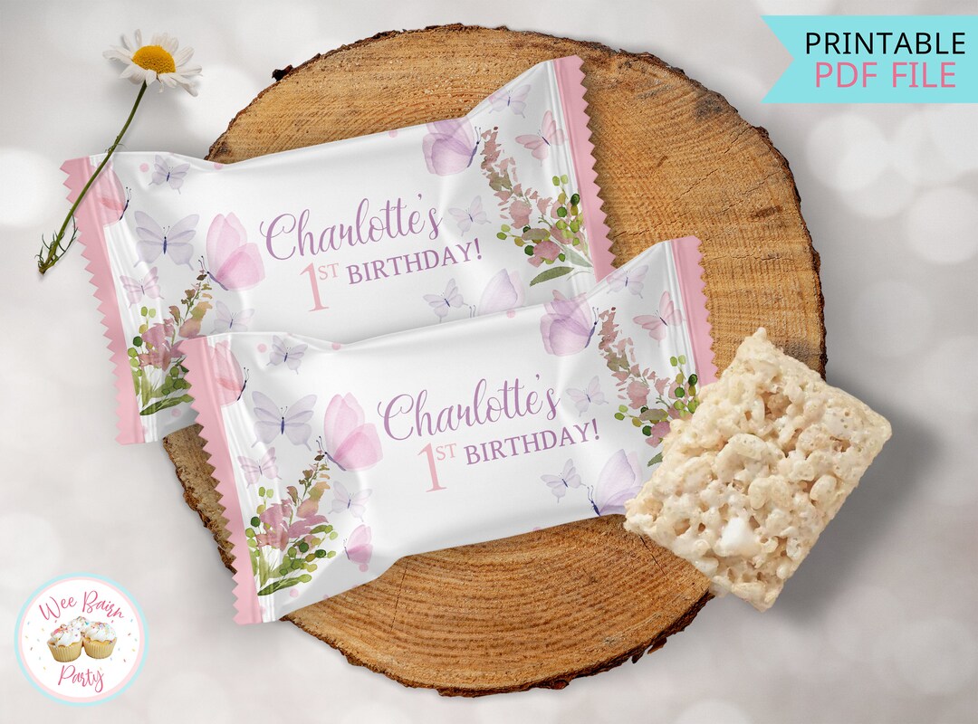 Butterfly Rice Krispy Treats Label, Butterflies Rice Crispy Labels ...