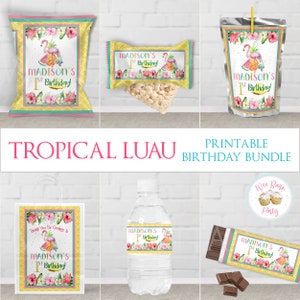 Hawaiian Luau Tropical Party Favors Bundle, Aloha Birthday Printable ...