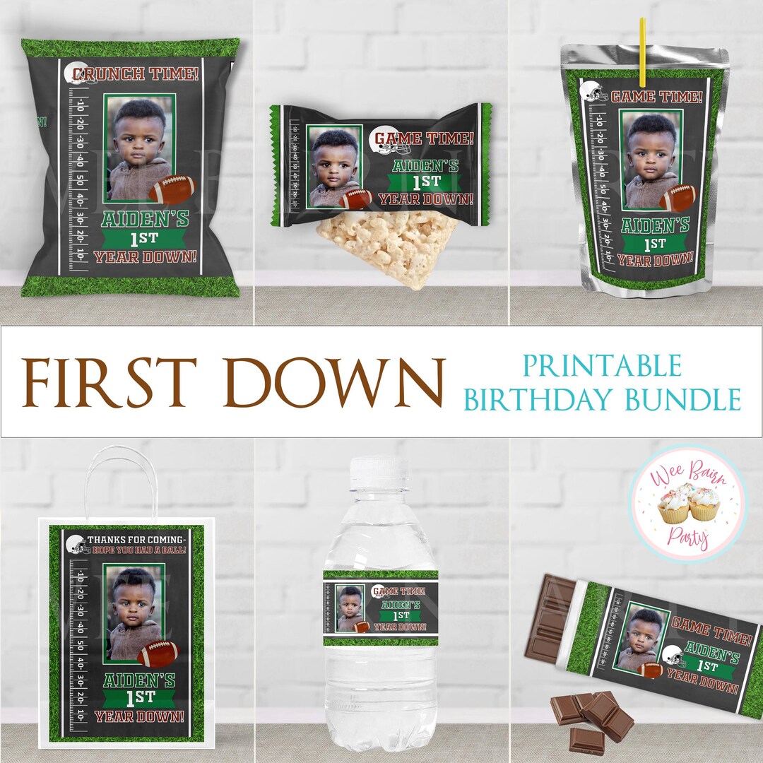 First Down Birthday Decorations, First Year Down Football Kids Party ...