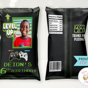 Video Games Birthday Custom Chip Bags Level up Gamer Birthday - Etsy