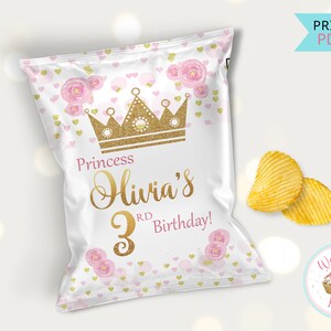 Happy Birthday Princess Custom Chip Bags Princess Birthday - Etsy