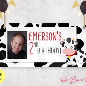 Cow Print Birthday Banner Custom Name Sign Printable Farm | Etsy