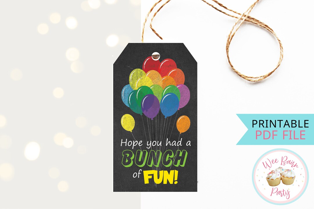Colorful Balloons Birthday Favor Tags, Birthday Balloons Kids Gift Tags ...