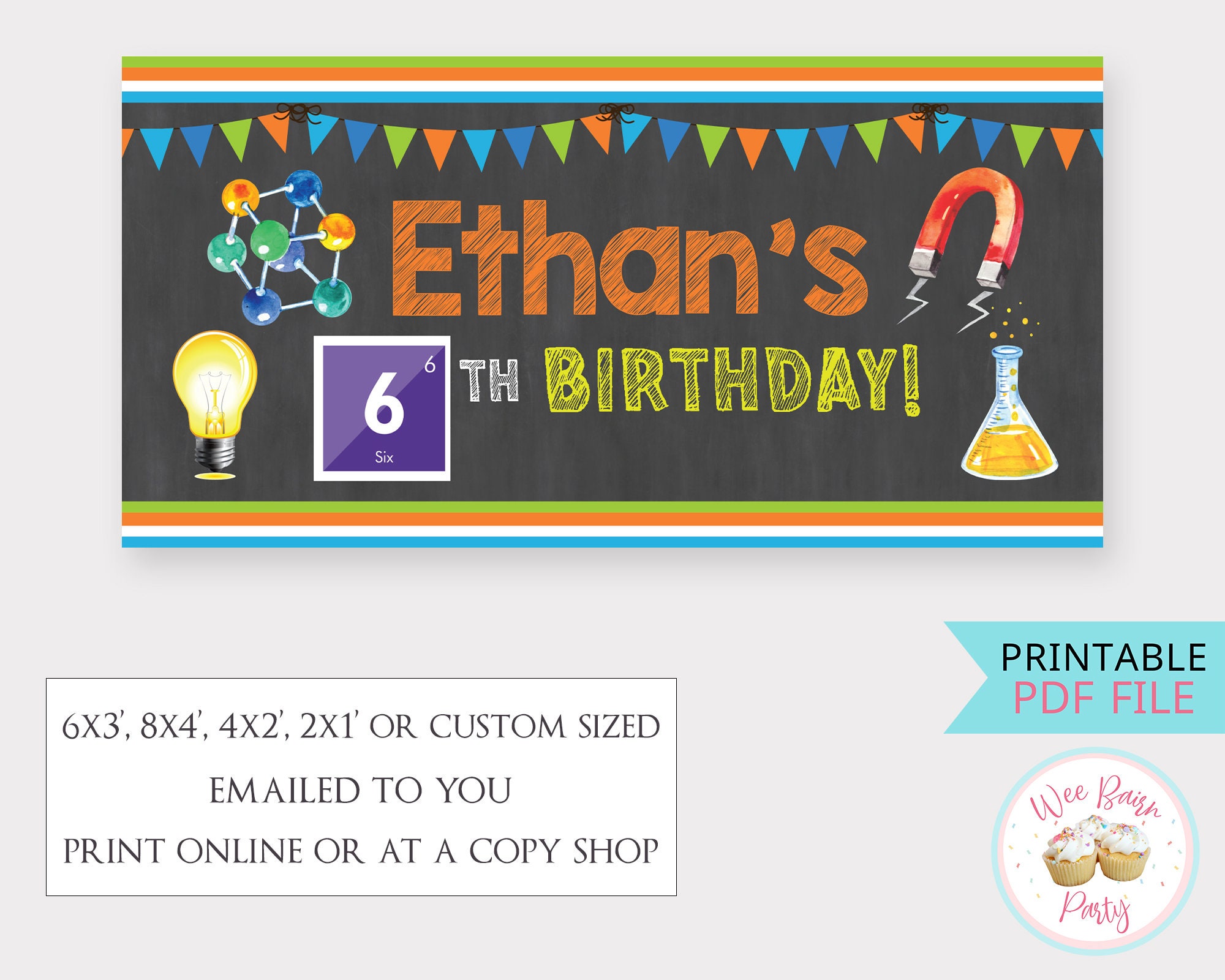 Science Party Backdrop Chemistry Birthday Banner Printable - Etsy