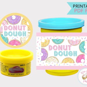 Play Dough Donut Party Favors Stickers, 1st 2nd Donut Birthday Party ...
