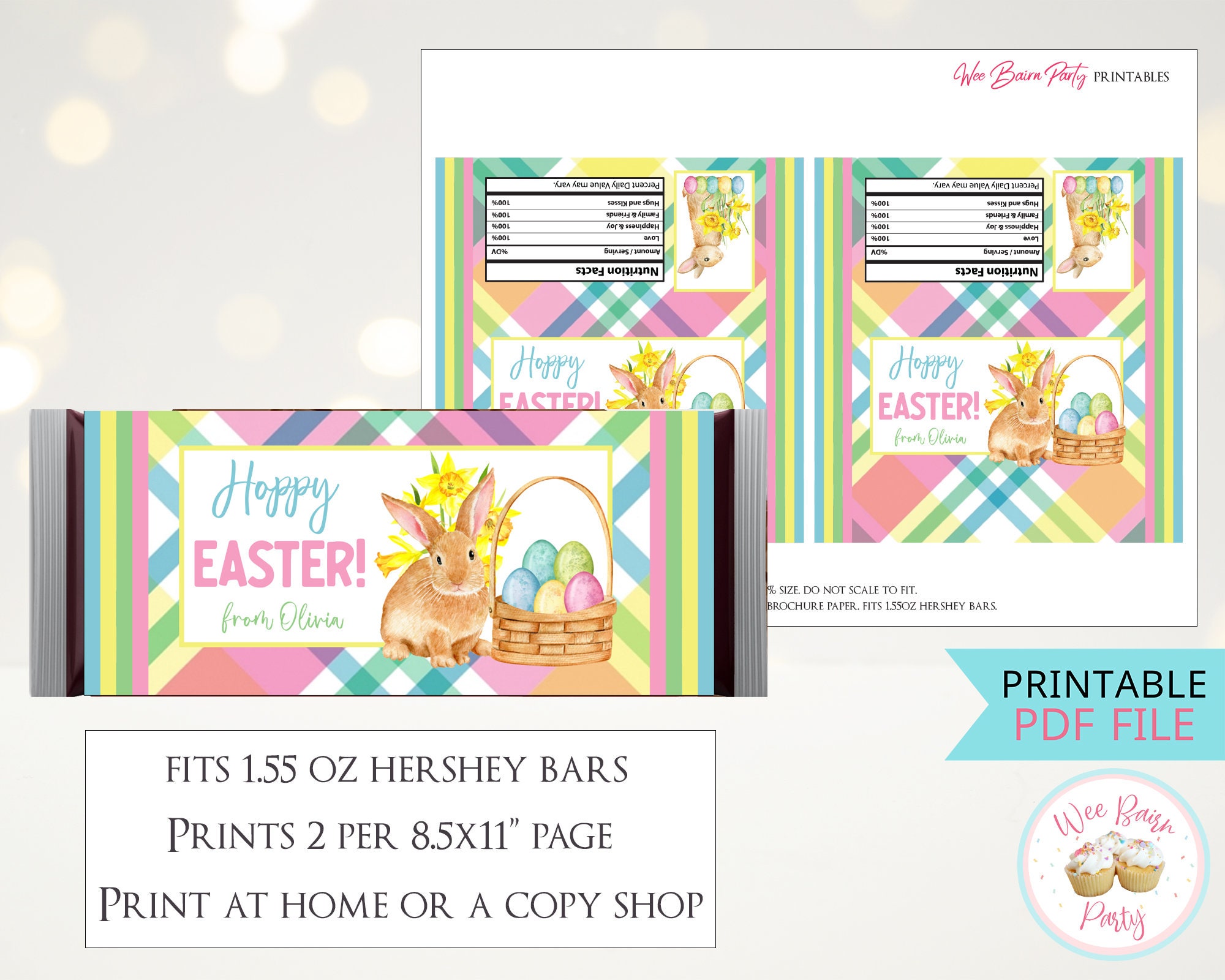 Easter Candy Bar Wrappers, Easter Party Favors Chocolate Candy Bar ...