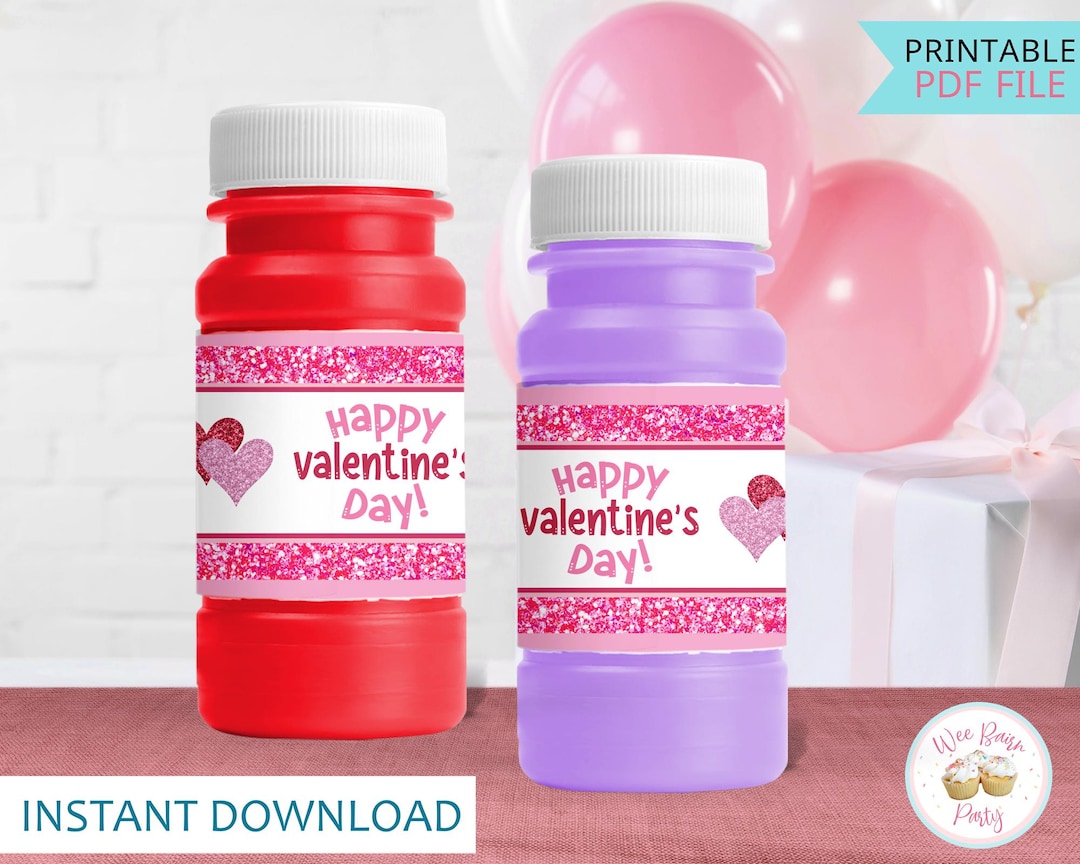 Valentine Printable Bubble Bottle Labels, Kids Classroom Valentine ...