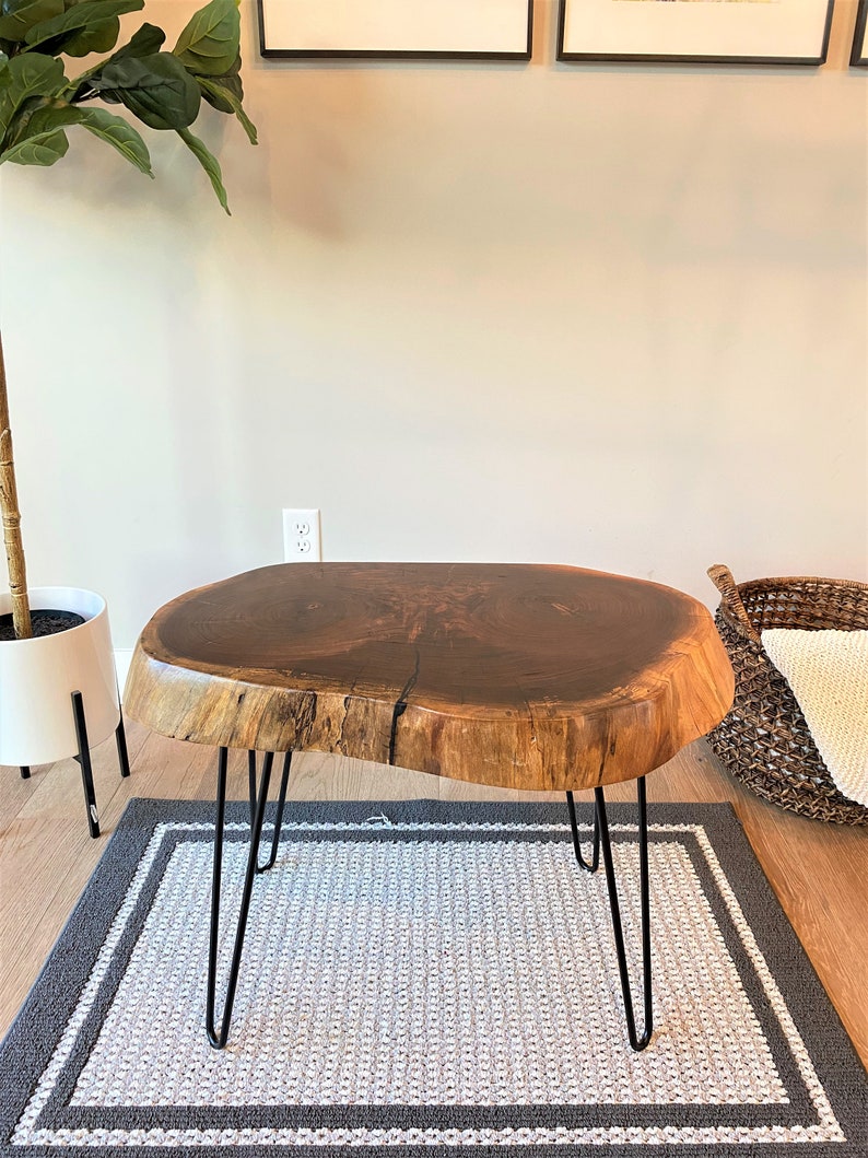 Walnut Live Edge Round Side Table - Etsy