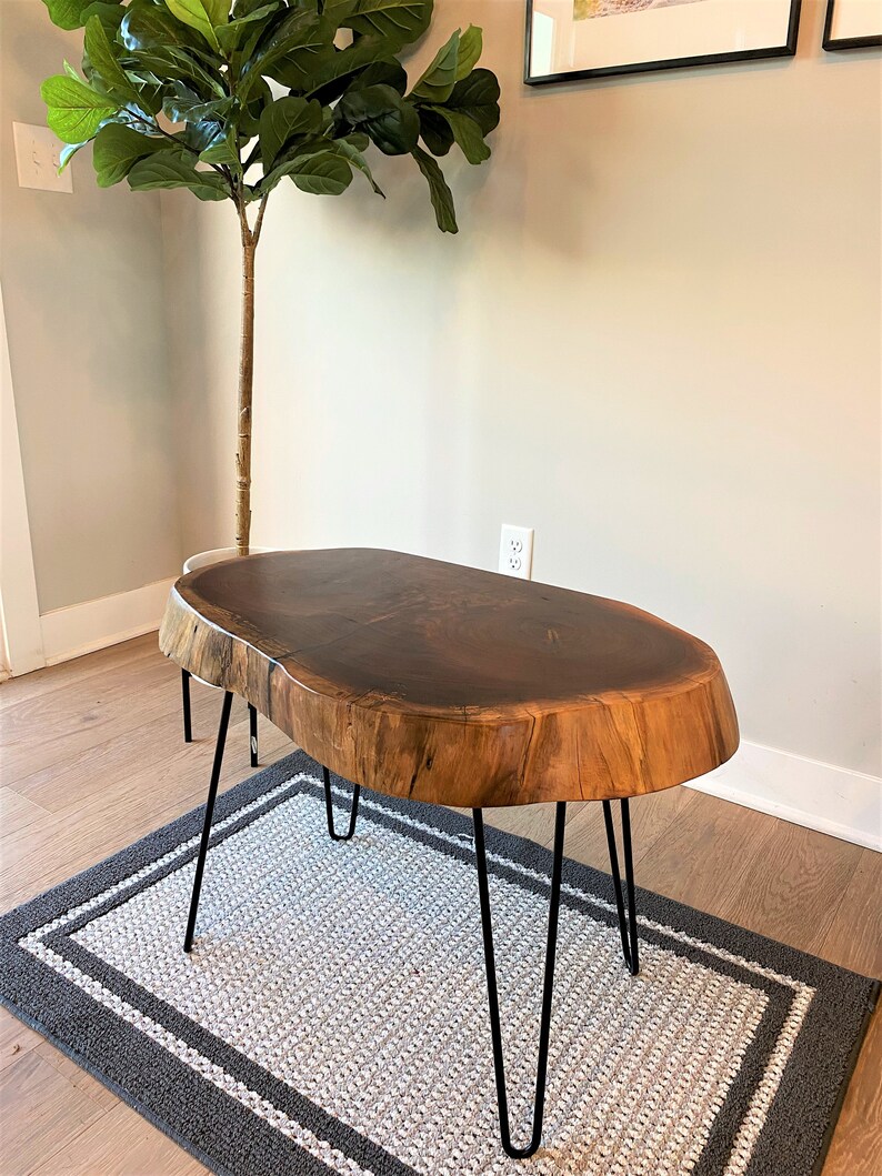 Walnut Live Edge Round Side Table - Etsy