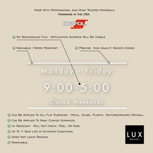 Business Hours Window Sign Decal for Storefront Office Hours Door Sign ...